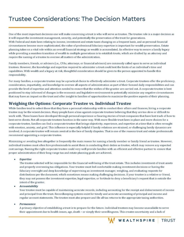 Latest Trust News & Insights - Wealthspire Trust